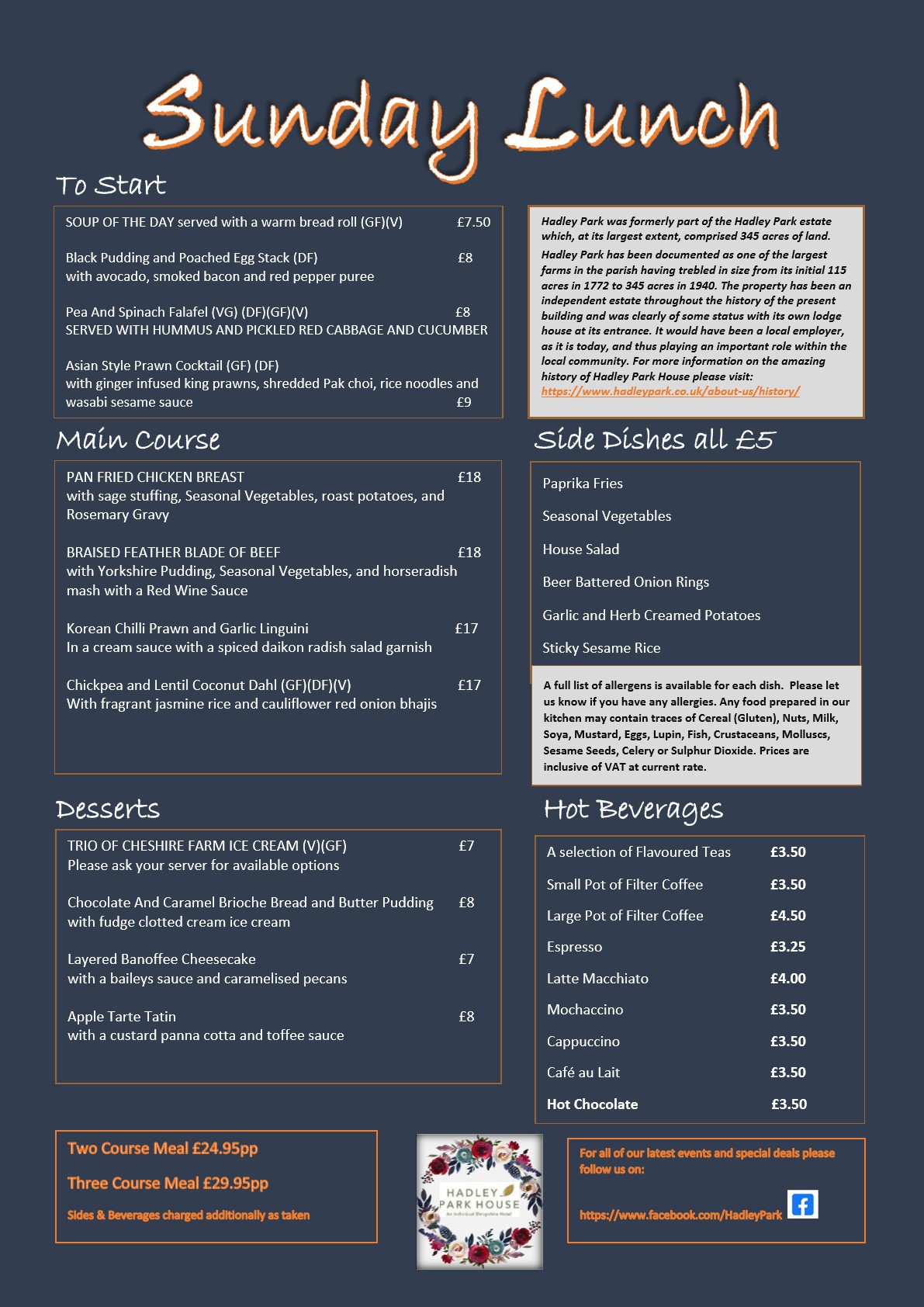 Sunday Lunch - Hadley Park House