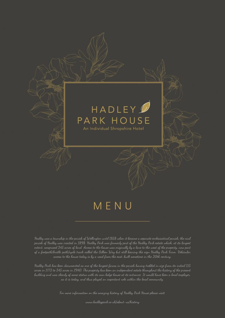 Seasonal Menu - Hadley Park House