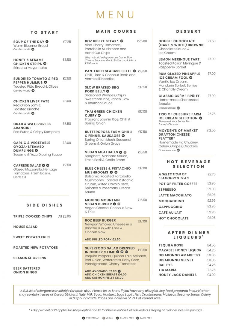 Seasonal Menu - Hadley Park House